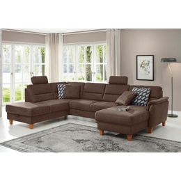 Wohnlandschaft Home Affaire, B:308cm H:89cm T:212cm, braun, 100% Polyester;Struktur (100% Polyester);Luxus-Microfaser in Lederoptik (100% Polyester),