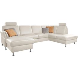 Wohnlandschaft DIE PLANBAR, B:305cm H:100cm T:200cm, weiß, Sofas, "PN-EM18013 U-Form, mit Kopfstützen", wahlweise mit Bettfunktion und Stauraum