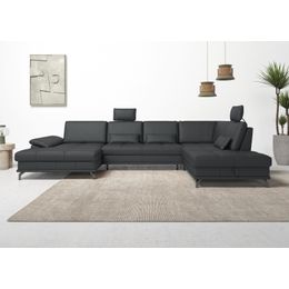 Wohnlandschaft Places of Style, B:363cm H:89cm T:223cm, schwarz, Luxus-Microfaser (90% Polyester, 10% Polyamid);Samtoptik (100% Polyester), Sofas,