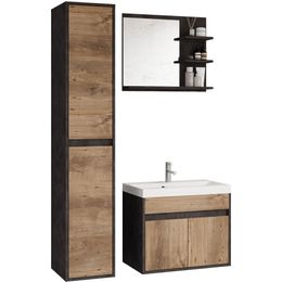 Badm&ouml;bel-Set Welltime, B:100cm H:160cm T:30,2cm, schwarz, Hartfaserplatte, Holzwerkstoff, Kastenm&ouml;bel-Sets, "Cyprus"