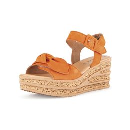 Gabor Damen Keilsandalette "Gabor Sandalen Veloursleder", Gr. 40,5, orange, Veloursleder, Schuhe