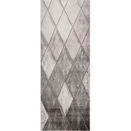 Läufer Carpet City, B:80cm H:11mm L:300cm, grau, Kunstfaser, Flur, Teppiche, "Noa 9313", Kurzflor, Modern, Weicher For, Pflegeleicht