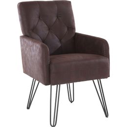 Sessel, B:61cm H:89cm T:67cm, braun, exxpo - SOFA FASHION, Wohnzimmer, Sessel, "Doppio, Loungesessel mit Designuntergestell, bequem und elegant",