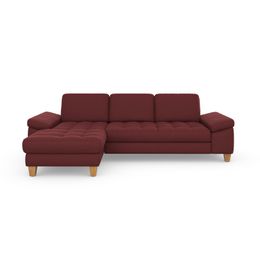 Sit & More Ecksofa SIT & MORE, B:275cm H:88cm T:172cm, rot, 100% Polyester, Wohnzimmer, Sofas, "Westham L-Form", mit Recamiere, mit oder ohne Bettfunktion,