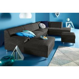 Wohnlandschaft Inosign, B:308cm H:72cm T:80cm, schwarz, Sofas, "Jamie, zeitloses Design, fester Sitzkomfort, viel Platz, U-Form", wahlweise mit