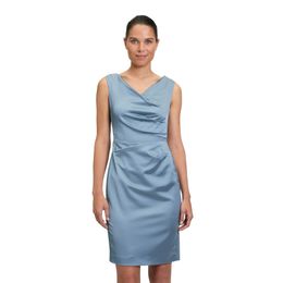 Vera Mont Damen Etuikleid "Damen Etuikleid mit Raffung", blau, Gr. 48, Satin, Obermaterial: 96% Polyester, 4% Elasthan. Futter: 100% Polyester.,