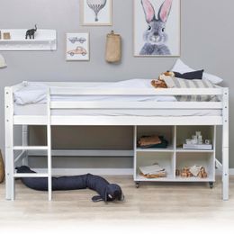 Hochbett Hoppekids, B:101cm H:105cm L:208cm, wei&szlig;, Kiefer massiv, Jugendzimmer, Hochbetten, "ECO Dream MY COLOR", 90x200, umbaubar in Einzelbett, 4