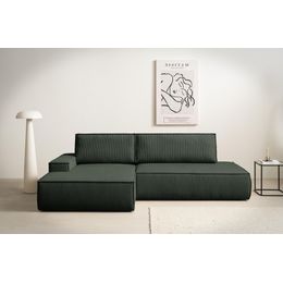 Ecksofa Home Affaire, B:275cm H:85cm T:167cm, grün, 100% Polyester, Wohnzimmer, Sofas, "SHERWOOD, Schlafsofa in L-Form offen (275cm), Cord,