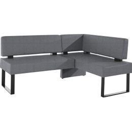 Eckbank Home Affaire, B:180cm H:89cm T:140cm, grau, Holzwerkstoff, Massivholz, Polyester, Esszimmer, Sitzbänke, "Oliver mit Metallgestell,