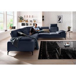 Ecksofa W.Schillig, B:318cm H:83cm T:298cm, blau, Longlife Xtra-Leder Z59: Glattleder mit modischer Prägung. Hautstärke 0, 9 - 1, 1 mm, Wohnzimmer,