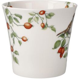Tasse Goebel, B:10,5cm H:9,5cm, wei&szlig;, Porzellan, Trinkgef&auml;&szlig;e, "Coffee-/Tea Mug Spatzen"