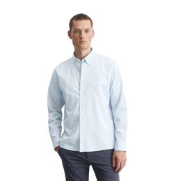 Marc O'Polo MARC O'POLO Herren Langarmhemd, blau, Gr. XL, Obermaterial: 100% Baumwolle, Hemden, regular fit aus Bio-Baumwolle, Button-down-Kragen, mit Struktur