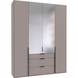 Dreht&uuml;renschrank wimex, B:180cm H:236cm T:58cm, schwarz, Holzwerkstoff, Schr&auml;nke, "Mugano", wahlweise mit oder ohne Spiegel, mit Schubladen
