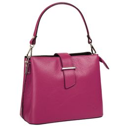 CLUTY Damen Henkeltasche, pink, Leder, leicht gl&auml;nzend, unifarben, Taschen, echt Leder, Made in Italy