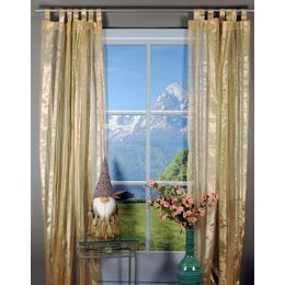 Gardine, B:140cm H:245cm, braun, HOSSNER - ART OF HOME DECO, Polyester, Wohnzimmer, Gardinen, "Walensee", Schlaufenschal im zeitlosen Design
