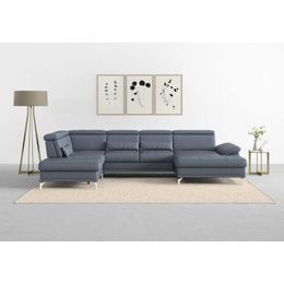 Sit & More Wohnlandschaft SIT & MORE, B:359cm H:87cm T:230cm, blau, Sofas, "Cabrio U-Form, B: 359 cm, mit Sitztiefen-, Arm- & Kopfteilverstellung", 3