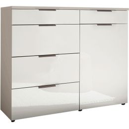 Kombikommode Wiemann, B:100cm H:91,2cm T:43cm, weiß, Floatglas, Holzwerkstoff, Metall, Schlafzimmer, Sideboards, "Como", vormontiert