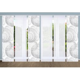 Schiebegardine HOME IN GREEN, B:60cm H:245cm, grau, Polyester, Wohnzimmer, Gardinen, "SPIRO", SET DIGITALDRUCK,BAMBUSOPTIK RECYCELT