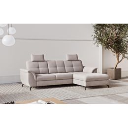 Sit & More Ecksofa SIT & MORE, B:262cm H:92cm T:164cm, grau, 100% Polyester, Wohnzimmer, Sofas, "Zora", wahlweise mit Bettfunktion und Bettkasten