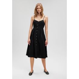 Mavi Damen Minikleid "BUTTON UP DRESS", schwarz, Gr. M, 76% Viscose, 24% Leinen, Kleider, Kleid mit Spaghettitr&auml;gern