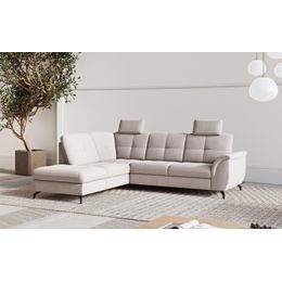 Sit & More Ecksofa SIT & MORE, B:244cm H:92cm T:212cm, grau, 100% Polyester, Wohnzimmer, Sofas, "Zora", wahlweise mit Bettfunktion und Bettkasten