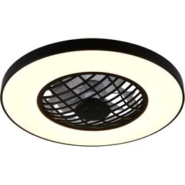 LED Deckenleuchte "LINKÖPING mit Ventilator, Deckenventilator mit Licht inklFernbedienung", 1, Ø 59cm H: 16,5cm, 1 Stk., schwarz, REALITY LEUCHTEN,