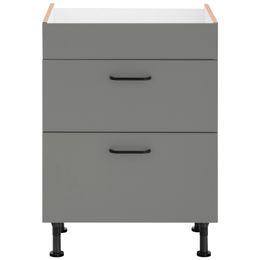 Kochfeldumbauschrank Optifit, B:60cm H:87cm T:58,4cm, grau, Holzwerkstoff, Schr&auml;nke, "Elga", mit Soft-Close-Funktion, h&ouml;henverstellbare F&uuml;&szlig;e, Breite