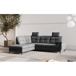 Sit & More Ecksofa SIT & MORE, B:244cm H:92cm T:212cm, grau, 95% Polyester 5% Polyamid, Wohnzimmer, Sofas, "Zora", wahlweise mit Bettfunktion und Bettkasten