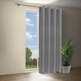 Vorhang GERSTER, B:140cm H:245cm, grau, Wirkware, Polyester, Wohnzimmer, Gardinen, "Gesina", Blickdichter &Ouml;senschal "Gesina"