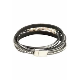Firetti Damen Armband "zum Wickeln, trendy", 38,5cm, Materialmix Perlen Polyurethan Synthetik, grau, Materialmix, Perlen, Polyurethan, Synthetik,