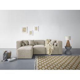 3-Sitzer Home Affaire, B:256cm H:76,5cm T:93cm, grau, 100% Polyester, Sofas, "Sundstrup L-Form", Modulserie, individuelle Zusammenstellung