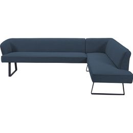 Eckbank, B:270cm H:83cm T:197cm, blau, exxpo - SOFA FASHION, Esszimmer, Sitzb&auml;nke, "Americano", mit Keder und Metallf&uuml;&szlig;en, Bezug in verschiedenen