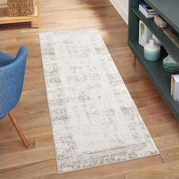 Teppich Carpet City, B:80cm H:10mm L:300cm, beige, Polyester, Wohnzimmer, Teppiche, "ANTIK232", Kurzflor, 3D-Optik, Klassisch-Modern f&uuml;r Wohnzimmer,