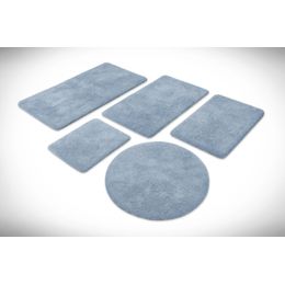 Badematte HOMIE LIVING, H:30mm, blau, Polyester, Badematten, "Porto Azzurro", Badteppich, uni, rechteckig & rund, waschbar, Badezimmerteppich