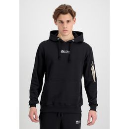 Herren Hoodie "Organics EMB Hoodie", schwarz, Gr. M, Alpha Industries, Obermaterial: 100% Baumwolle, Sweatshirts