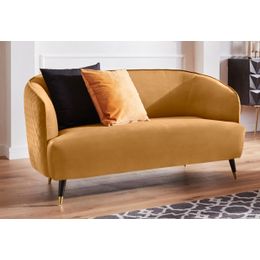 2-Sitzer Home Affaire, B:154cm H:78cm T:87cm, gold, Samtoptik (100% Polyester), Sofas, "Oradea", mit eleganter Steppung auf Rückseite der Rückenlehne