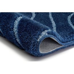 Badematte Kleine Wolke, H:20mm, blau, Polyacryl, Badematten, "Tram, Badvorleger, Badezimmer Teppich", Badteppich, modernes Wellen Design, Hoch-Tief