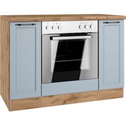 Herdumbauschrank KOCHSTATION, B:120cm H:86cm T:60cm, blau, Holzwerkstoff, MDF, Schr&auml;nke, "KS-Lana", Breite 120 cm