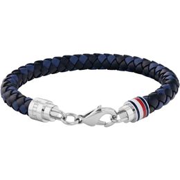 Tommy Hilfiger Herren Lederarmband "TYSON", 19cm, Edelstahl Leder, schwarz, Edelstahl, Leder, Armbänder, mit Emaille