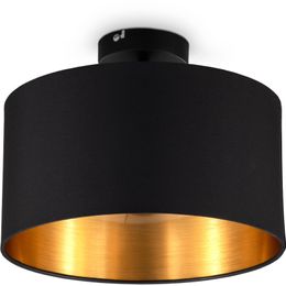 B.K.LICHT Deckenleuchte "BK_SD1420 Deckenlampe, mit Stoffschirm, Ø30cm, Schwarz-Gold, E27", 1, Ø 30cm H: 24cm, 1 Stk., schwarz, Wohnzimmer, Leuchten,