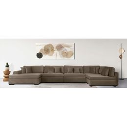 Wohnlandschaft Home Affaire, B:510cm H:86cm T:250cm, grau, 100% Polyester, Sofas, "Skara XXL U-Form", Lounge-Sofa XXL mit Federkern-Polsterung, in