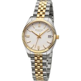 Regent Uhren REGENT Damen Quarzuhr, gold, Armbanduhren, Armbanduhr, Damenuhr, Edelstahlarmband, 10 bar wasserdicht, Tag