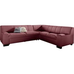 Ecksofa DOMO collection, B:247cm H:77cm T:212cm, rot, Wohnzimmer, Sofas, "Norma Top, elegant und modern, flache Armlehnen, L-Form", wahlweise mit