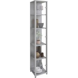 Fif M&ouml;bel Vitrine FIF M&Ouml;BEL, B:31,5cm H:172cm T:32cm, silber, Holzwerkstoff, Sicherheitsglas ESG, Wohnzimmer, Schr&auml;nke, "OPTIMA", Standvitrine,