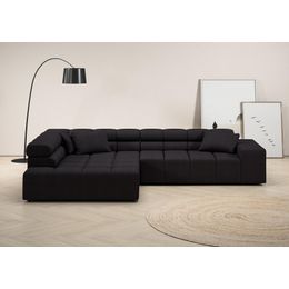 Ecksofa Inosign, B:319cm H:70cm T:215cm, grau, Struktur (85% Polyester, 15% Viskose);Luxus-Microfaser weich (98% Polyester, 2% Nylon);Velours (100%