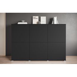 Highboard Inosign, B:180cm H:125cm T:39,5cm, schwarz, FSC-zertifizierter Holzwerkstoff, Wohnzimmer, Sideboards, "Kenia, moderne grifflose Hochkommode
