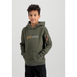 Mädchen Hoodie "Alpha Label Hoodie Kids", grün, Gr. 10, Alpha Industries, Obermaterial: 80% Baumwolle, 20% Polyester, Sweatshirts