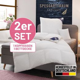 Daunenbettdecke + 3-Kammer-Kopfkissen Spessarttraum, weiß, Bettdecken Bezug: 100% Baumwolle. Kopfkissen Bezug: 100% Baumwolle. Bettdecken Füllung: