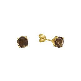 Diamonds by Ellen K. Damen Paar Ohrstecker "Gold 585 mit echtem Rauchquarz 5mm", one-size, Gold, gelb, FASCINATION BY ELLEN K., Gold, Ohrringe