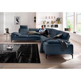 Ecksofa W.Schillig, B:318cm H:83cm T:298cm, blau, Longlife Xtra-Leder Z73: Naturwalkleder der Luxusklasse aus den erlesensten Rohhäuten. Hautstärke